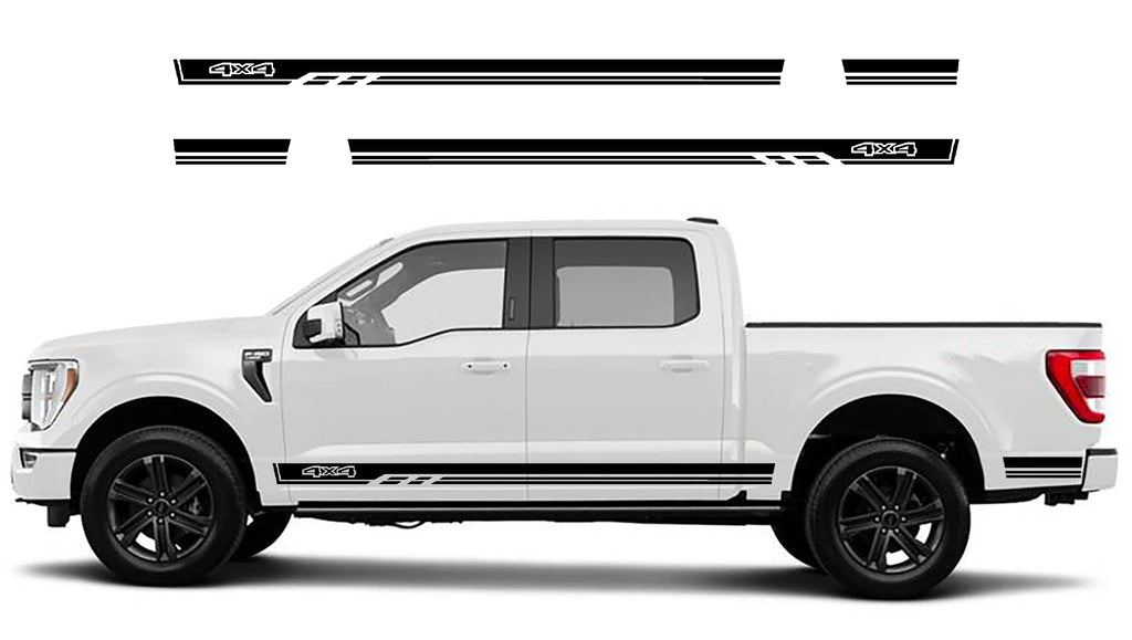 Ford F-150 4x4 Rocker Panel Stripes Decals (Pair) : Vinyl Graphics Kit