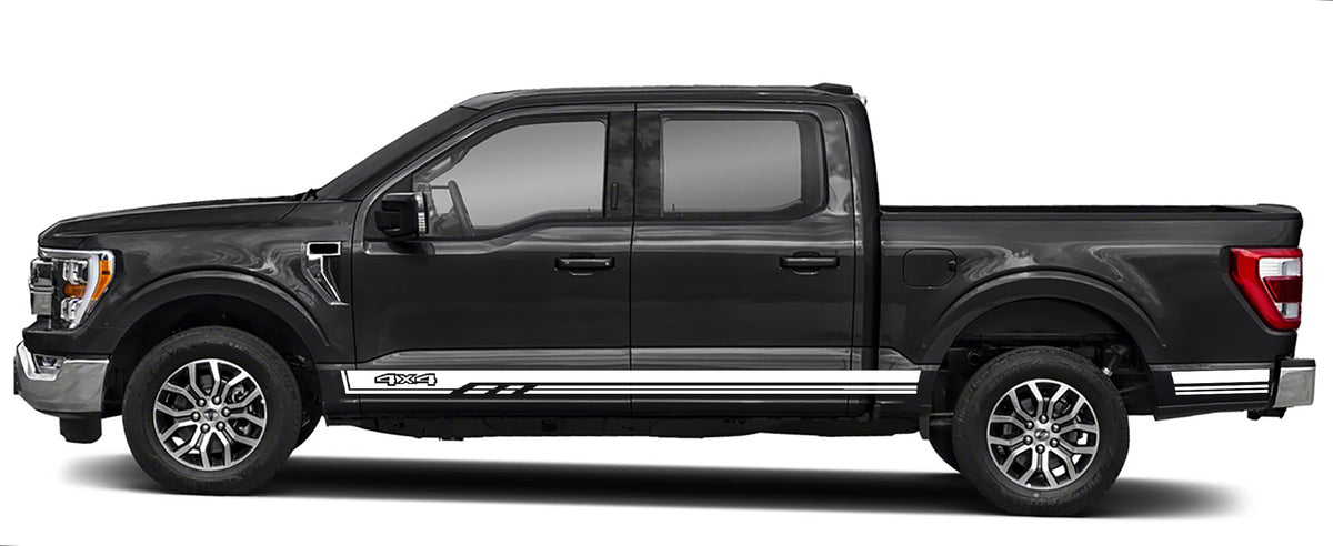 Ford F-150 4x4 Rocker Panel Stripes Decals (Pair) : Vinyl Graphics Kit