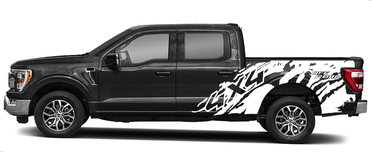 Ford F-150 4x4 Off Road Side Decals (Pair) : Vinyl Graphics Kit Fits
