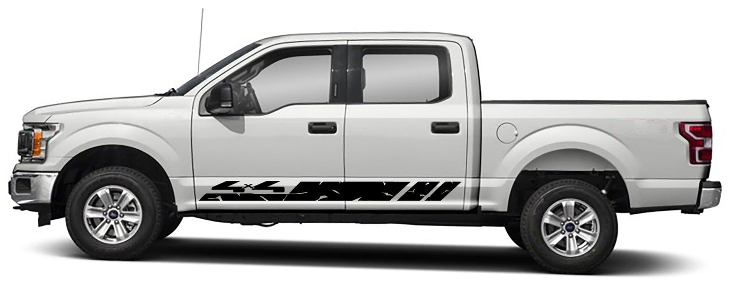 Ford F-150 4x4 Rocker Panel Stripe Decals (Pair) : Vinyl Graphics Kit