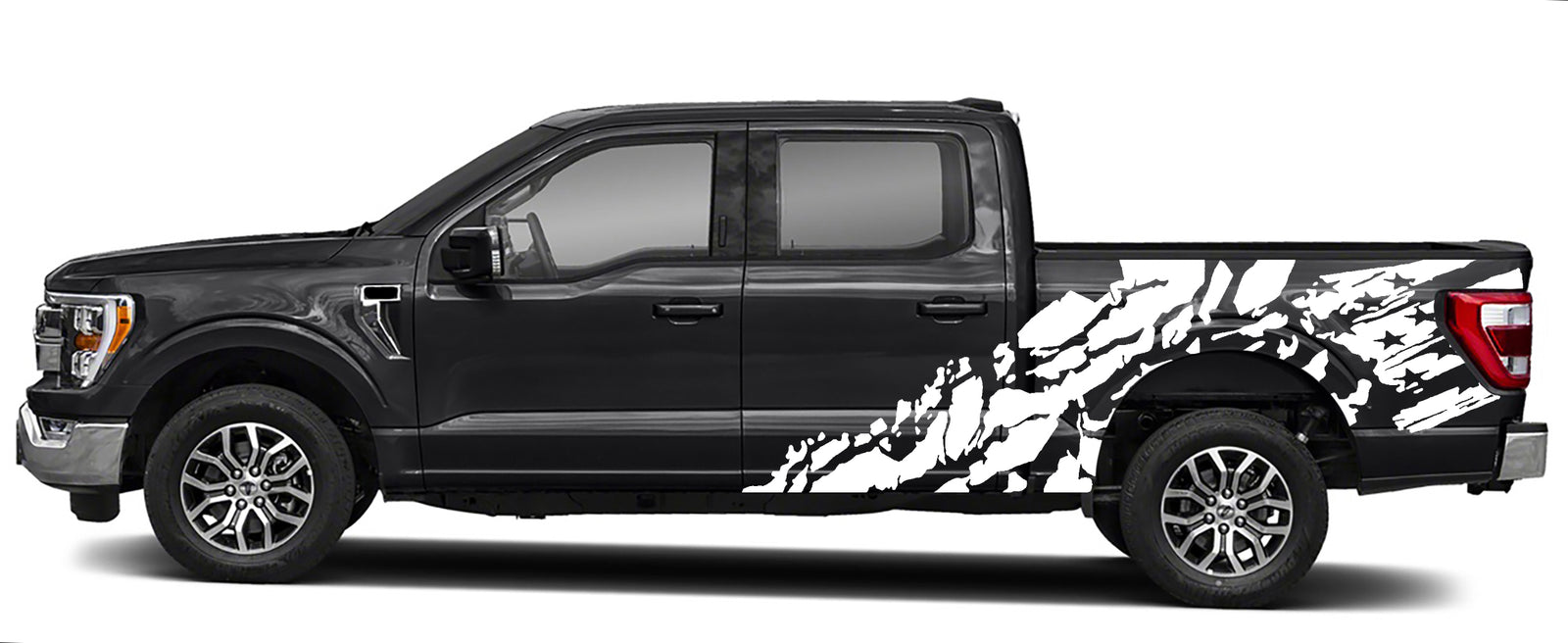 Ford F-150 Shredded US Flag Side Decals (Pair) : Vinyl Graphics Kit Fi
