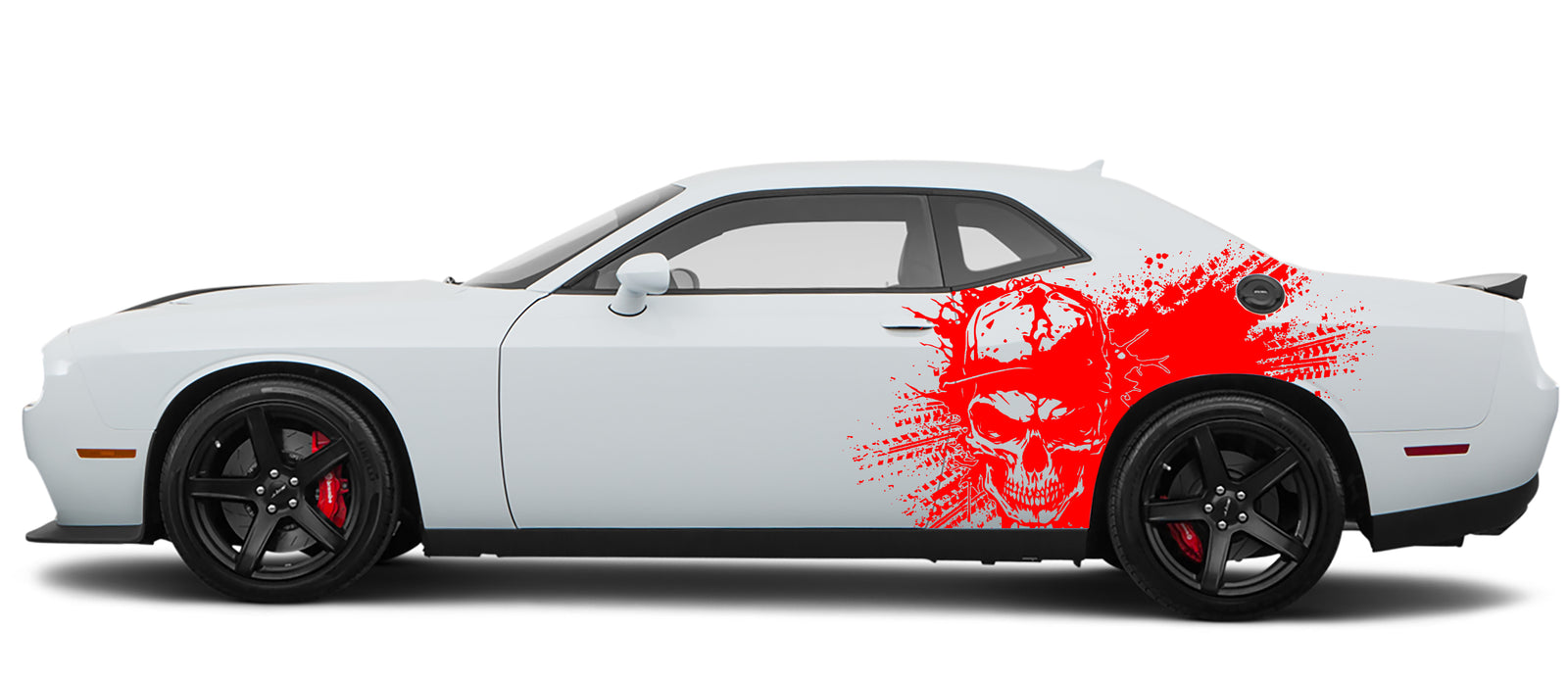 Dodge Challenger Angry Skull Splash Side Decals (Pair) : Vinyl Graphic