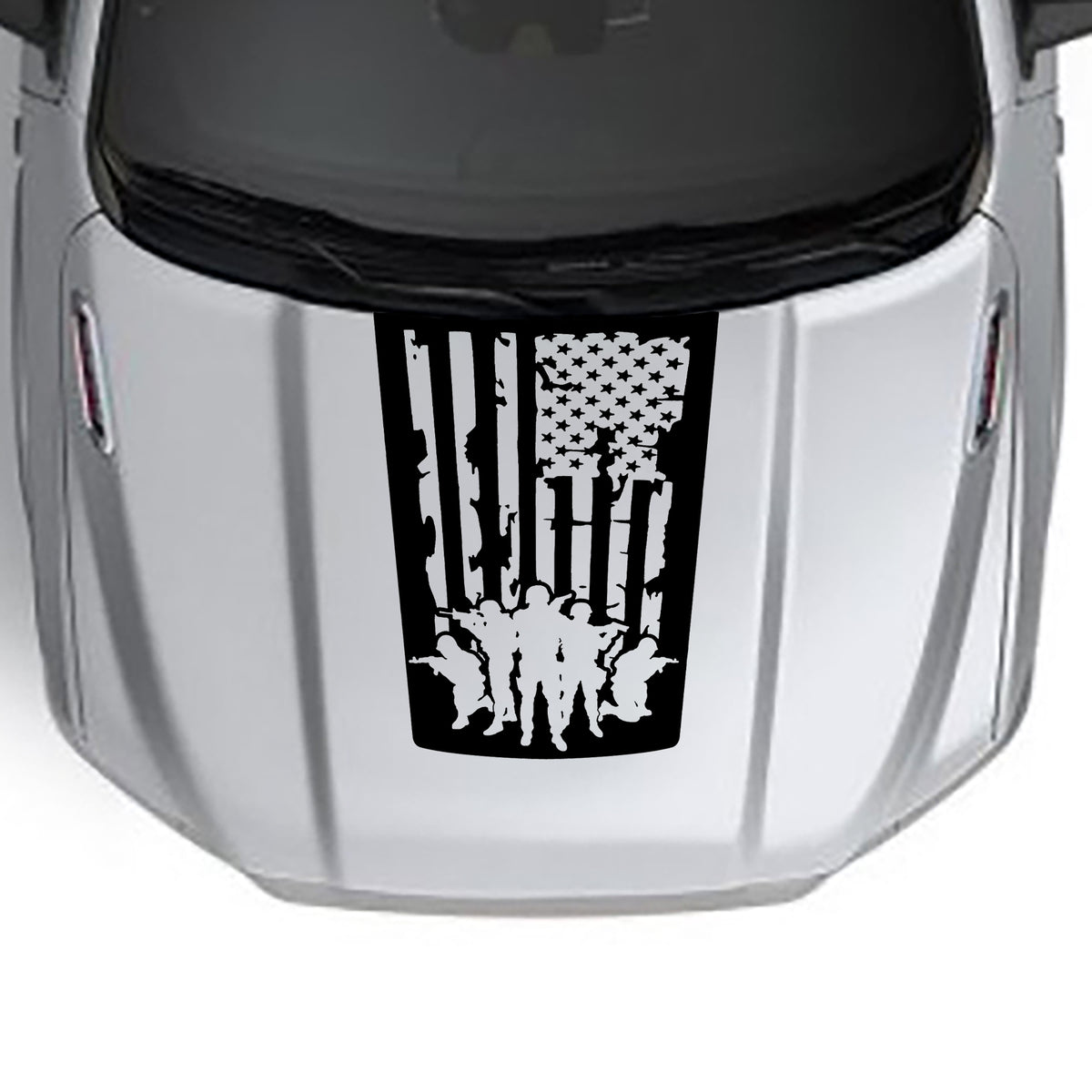 Dodge Ram Army Flag Base Model Hood Decal : Vinyl Graphics Kit Fits (2