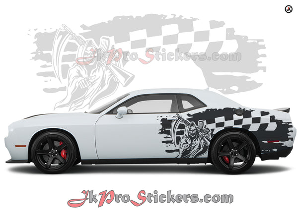 Dodge Challenger Reaper Grunge Side Decals (Pair): Vinyl Graphics Kit
