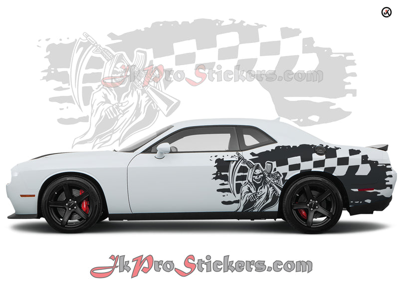 Dodge Challenger Reaper Grunge Side Decals (Pair): Vinyl Graphics Kit