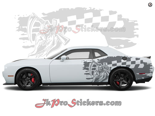Dodge Challenger Reaper Grunge Side Decals (Pair): Vinyl Graphics Kit