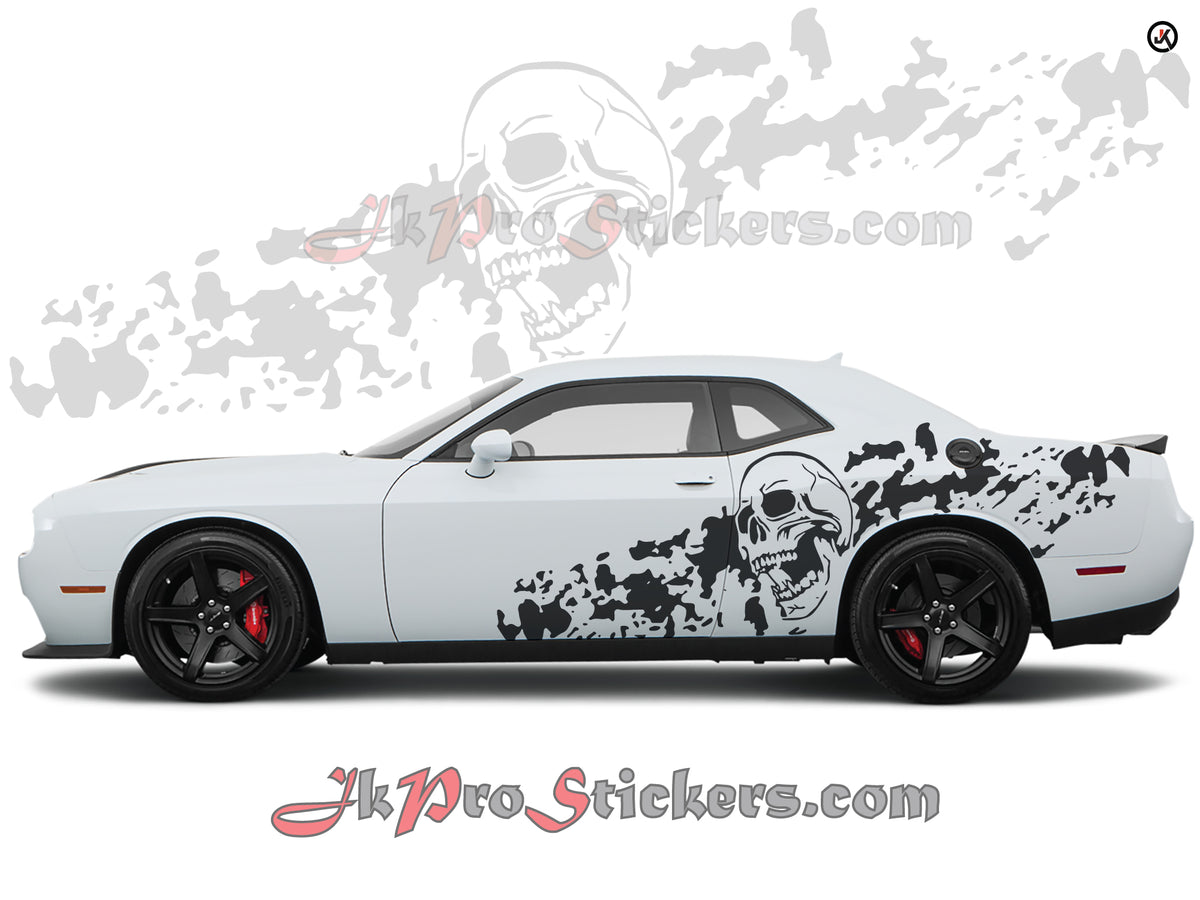Dodge Challenger Skull Side Decals (Pair) | Vinyl Graphics Kit & Stick
