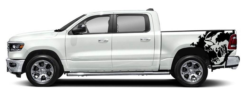 Dodge Ram Skull Scream Bed Decals (Pair) : Vinyl Graphics Kit Fits (20