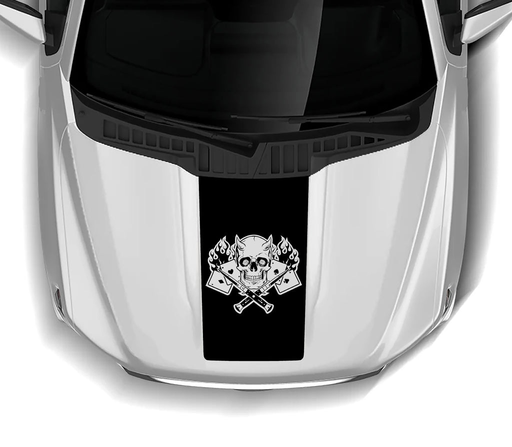 Ford F-150 Gambler Skull Hood Decal : Vinyl Graphics Kit Fits (2021-20