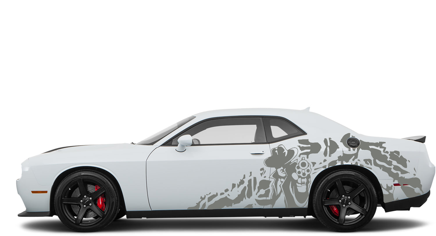 Dodge Challenger GunMan Grunge Side Decals (Pair) : Vinyl Graphics Kit