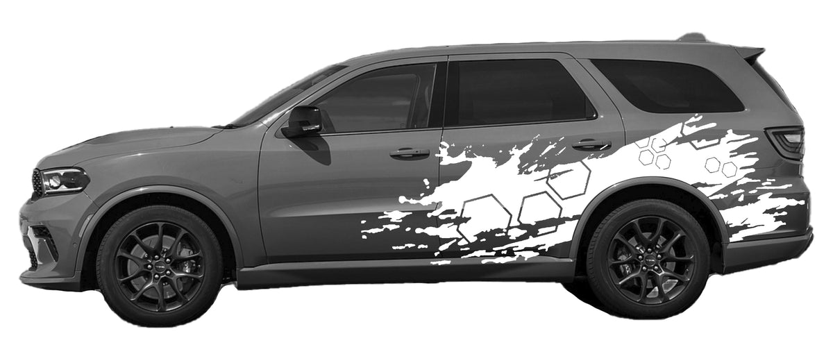 Dodge Durango HoneyComb Grunge Side Decals (Pair) : Vinyl Graphics Kit