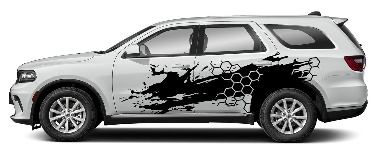 Dodge Durango HoneyComb Grunge Side Decals (Pair) : Vinyl Graphics Kit