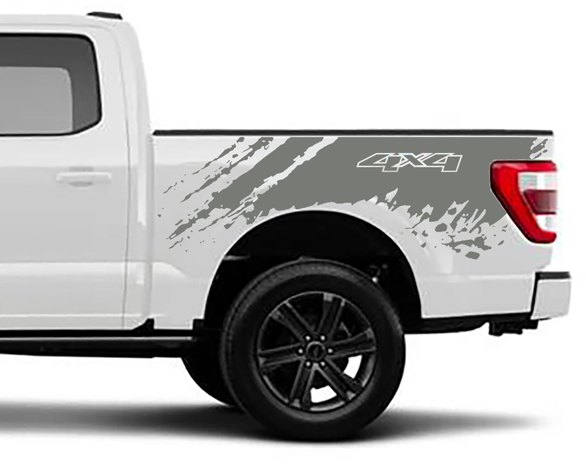 Ford F-150 Mud Splash 4x4 Bed Decals (Pair) : Vinyl Graphics Kit Fits
