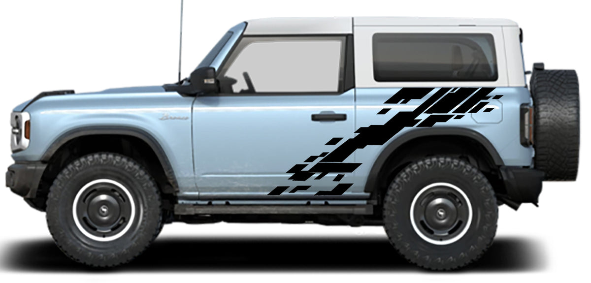 Ford Bronco Raptor Style Digital Mud Splash Side Decals (Pair) : Vinyl