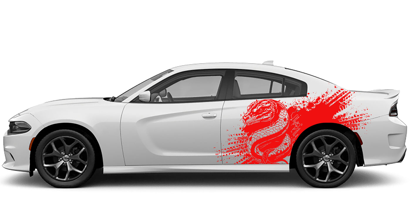 Dodge Charger Snake Splash Side Decals (Pair) : Vinyl Graphics Kit Fit