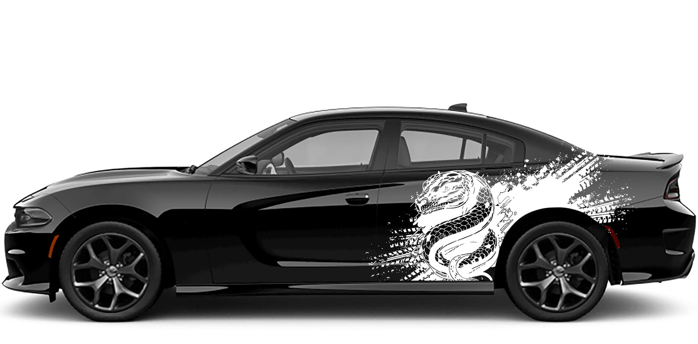Dodge Charger Snake Splash Side Decals (Pair) : Vinyl Graphics Kit Fit