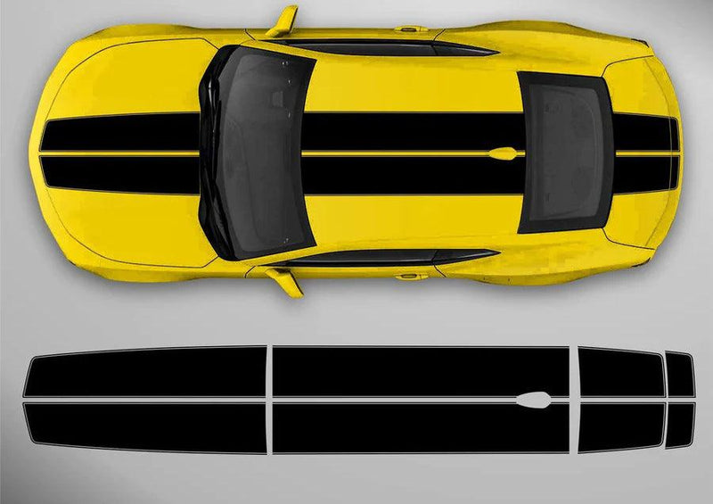Chevrolet Camaro Contoured Racing Stripes : Vinyl Graphics Kit Fits (2