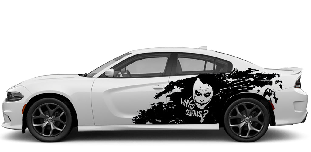 Dodge Charger Joker Grunge Side Decals (Pair) : Vinyl Graphics Kit Fit