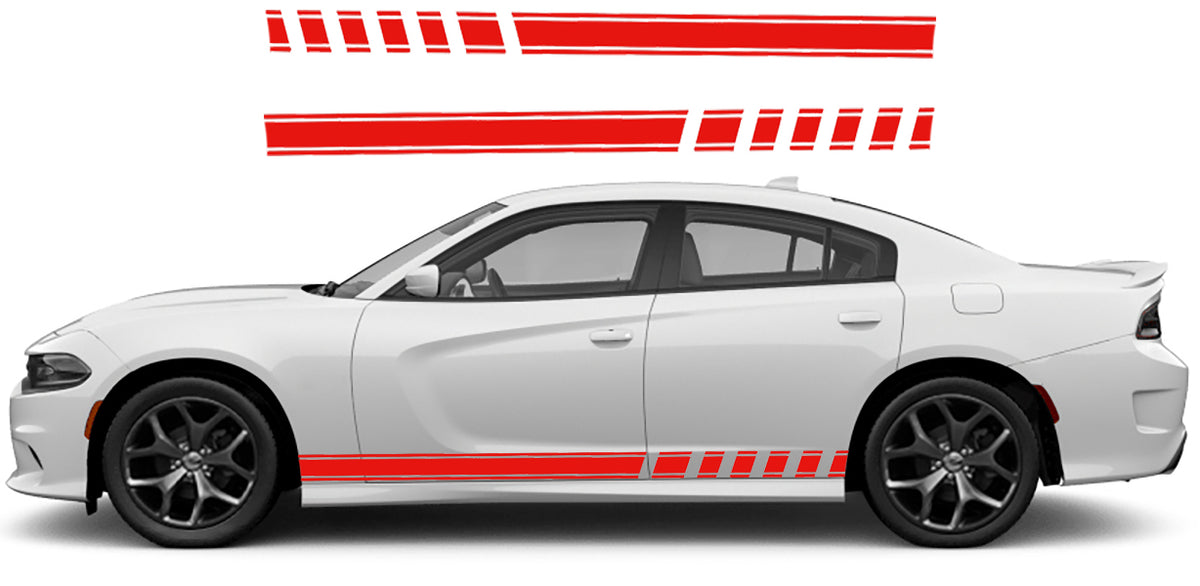 Dodge Charger Racing Rocker Stripes Decals (Pair) : Vinyl Graphics Kit