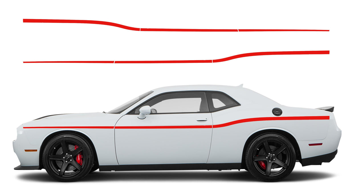 Dodge Challenger Fine Beltline Side Stripes Decals (Pair) : Vinyl Grap