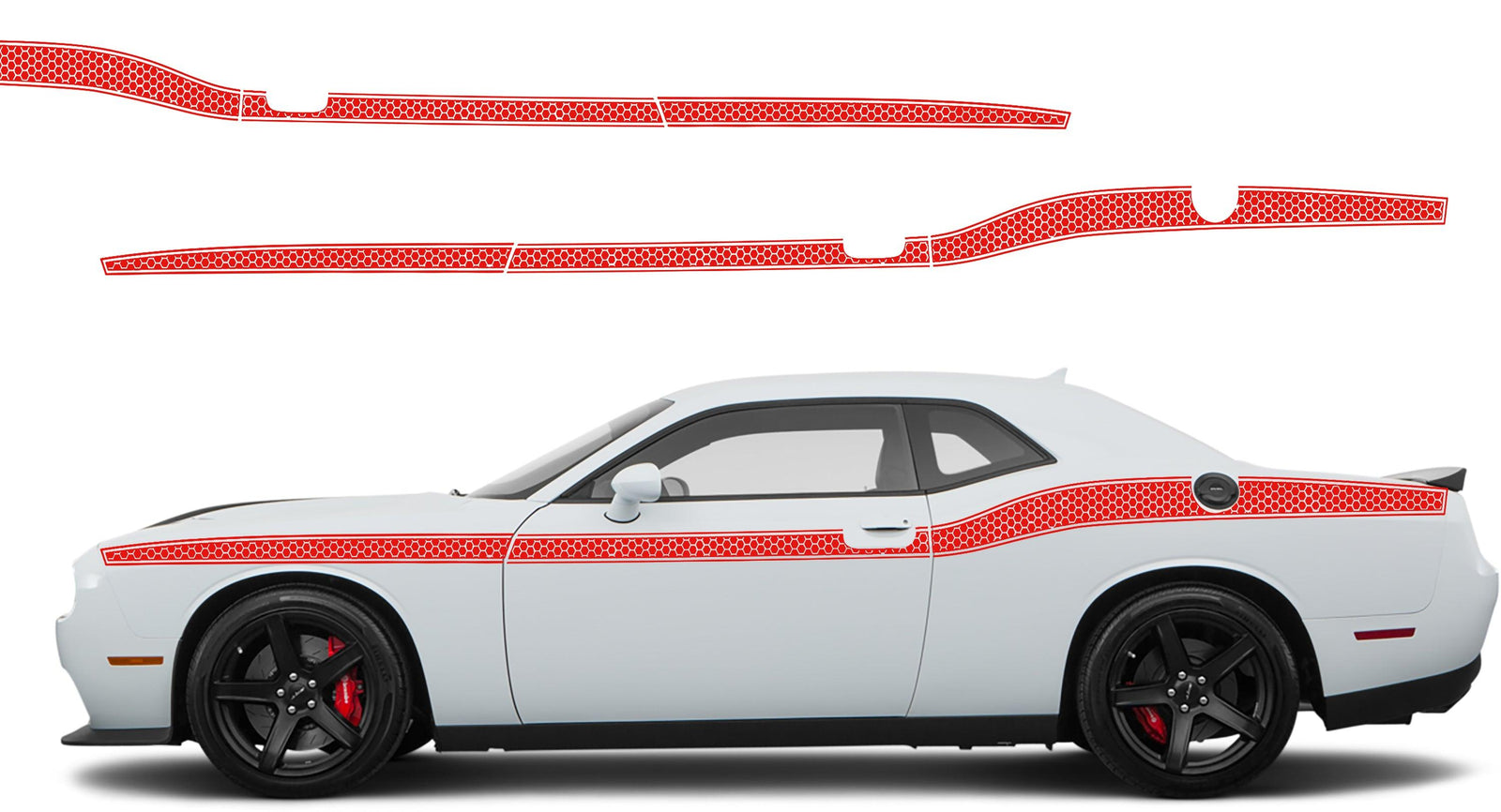 Dodge Challenger HoneyComb Beltline Stripes Decals (Pair) : Vinyl Grap