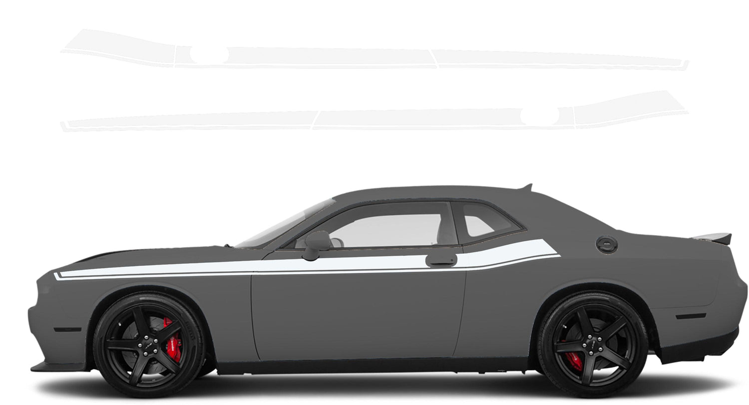 Dodge Challenger Modern Short Side Stripes Decals (Pair) : Vinyl Graph