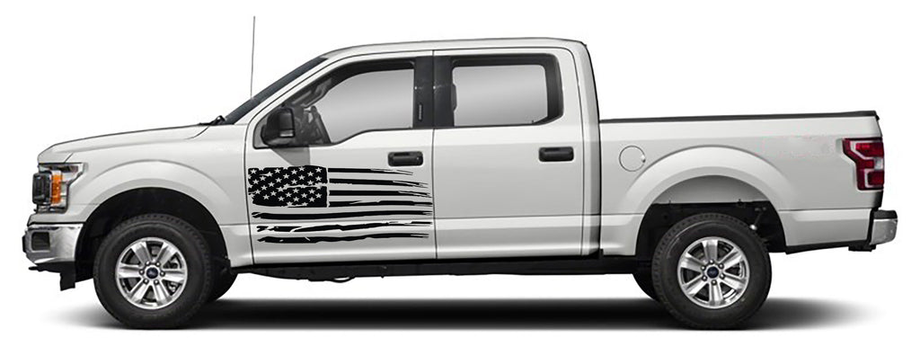 Ford F-150 USA Flag Door Decals (Pair) : Vinyl Graphics Kit Fits (2015