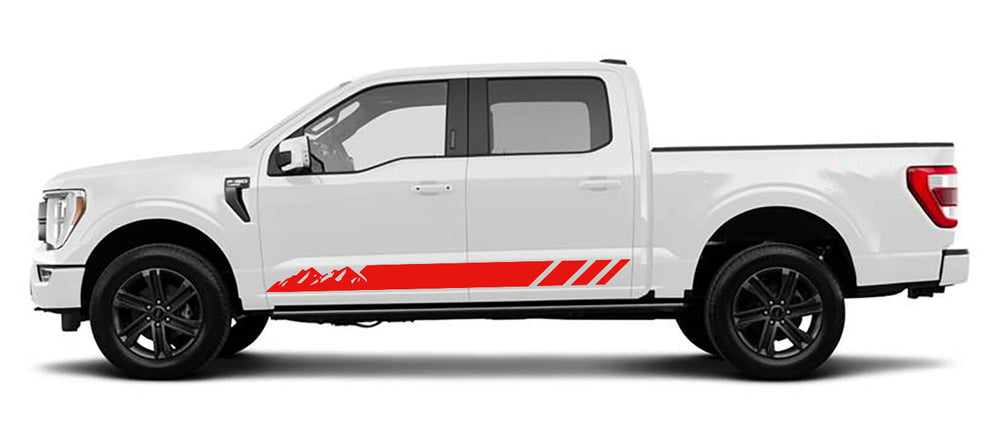 Ford F-150 Mountains Side Stripes Decals (Pair) : Vinyl Graphics Kit F
