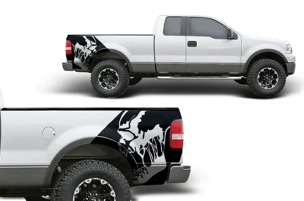 Ford F-150 Scream Skull Bed Decals (Pair) : Vinyl Graphics Kit Fits (2