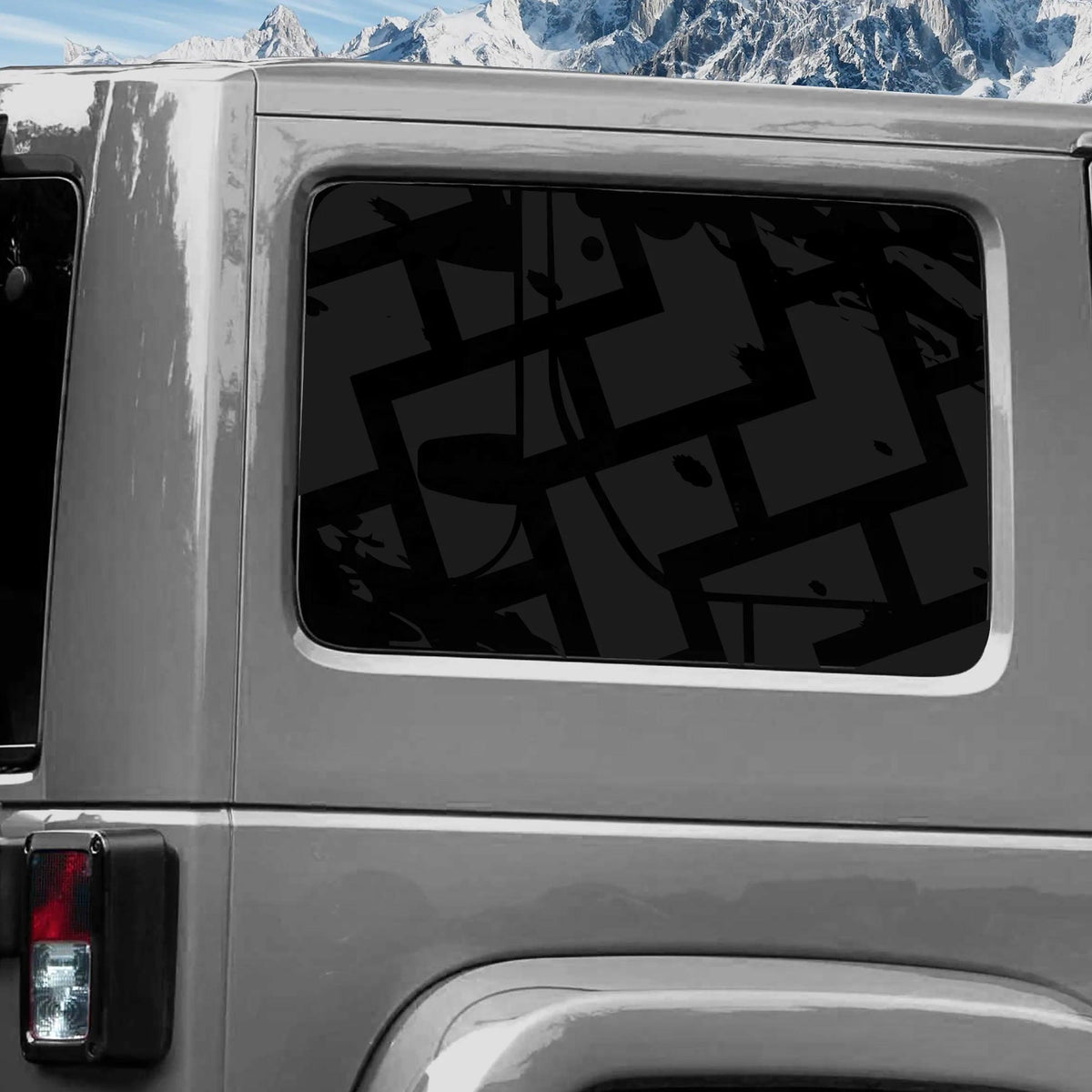 Jeep Wrangler JK Tire Tracks Window Decals (Pair) : Vinyl Graphics Kit