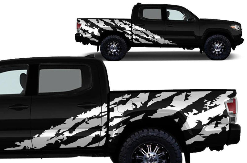 Toyota Tacoma Shredded Side Decals (Pair) : Vinyl Graphics Kit Fits (2